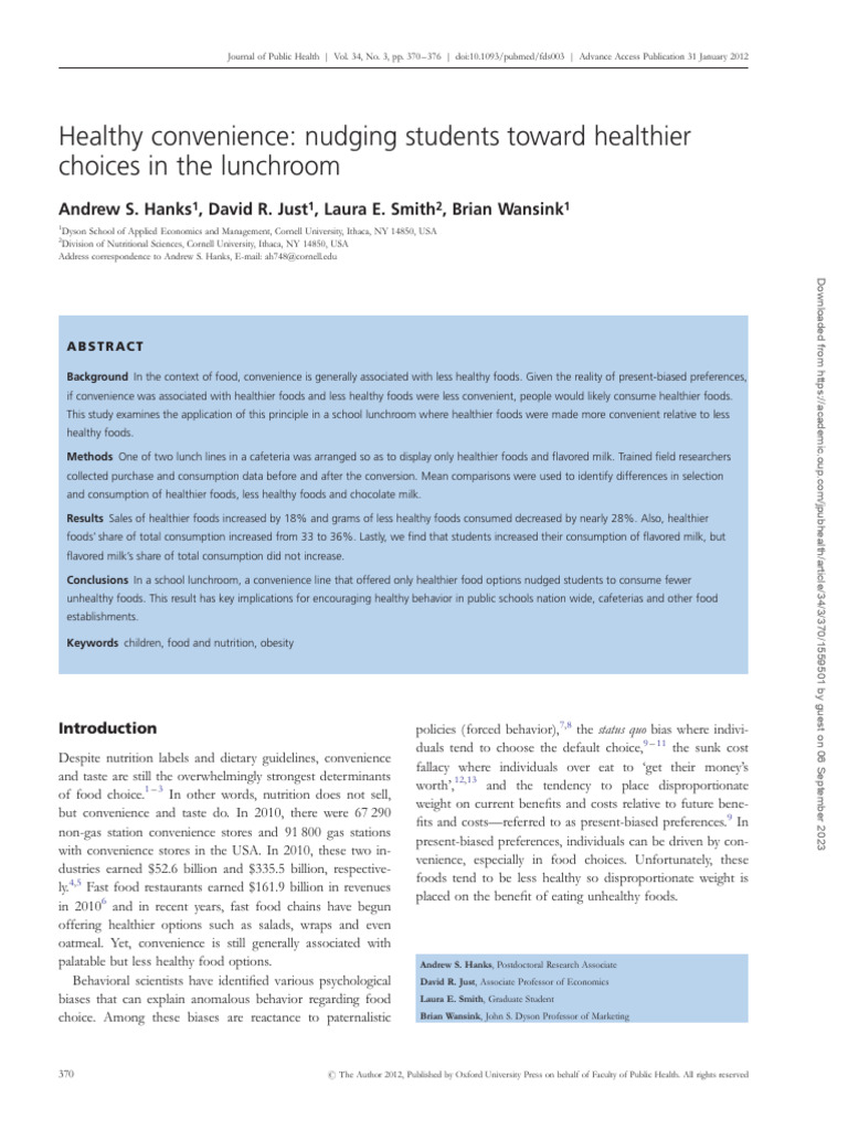 Hanks et al. (2012) | Download Free PDF | Healthy Diet | Milk