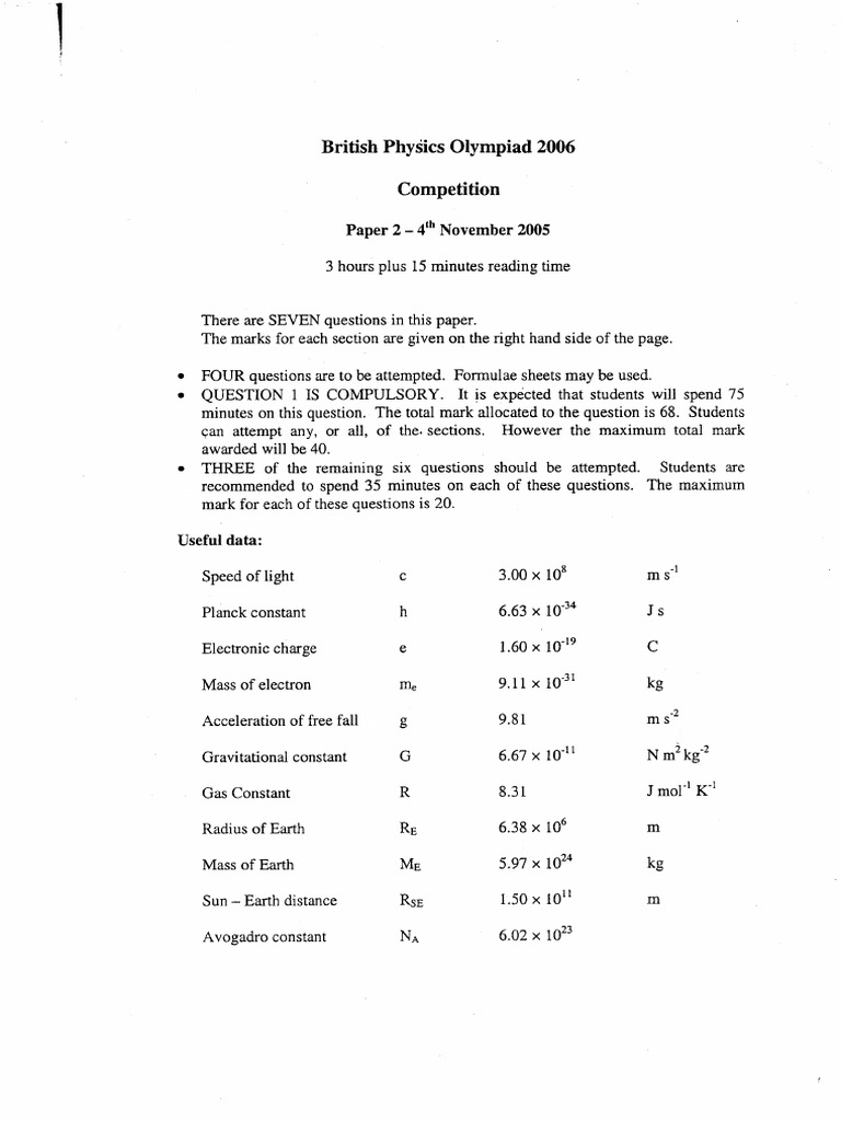 BPhO Paper2 2006 QP | PDF