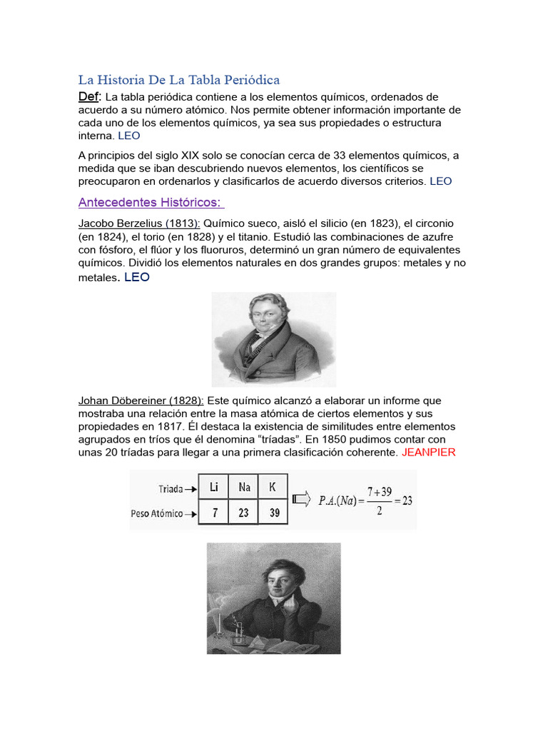 La Historia de La Tabla Periódica | PDF | Tabla periódica | Química