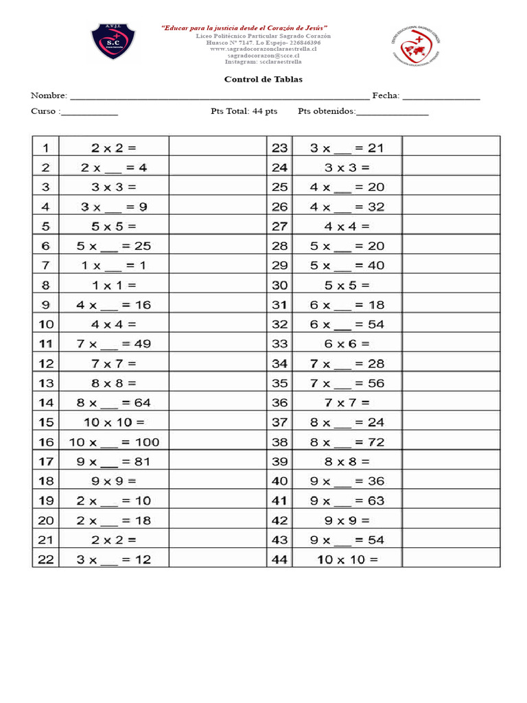 Control de Tablas 5 y 6 Basico | PDF