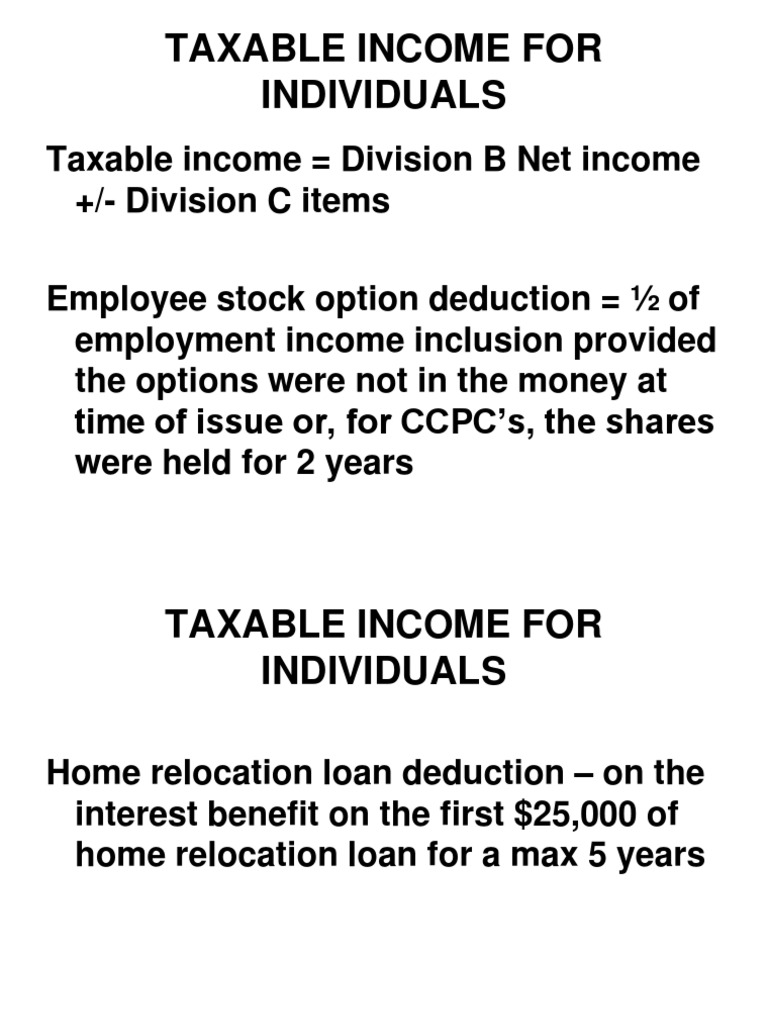 Taxable Income For Individuals: Taxable Income Division B Net Income ...