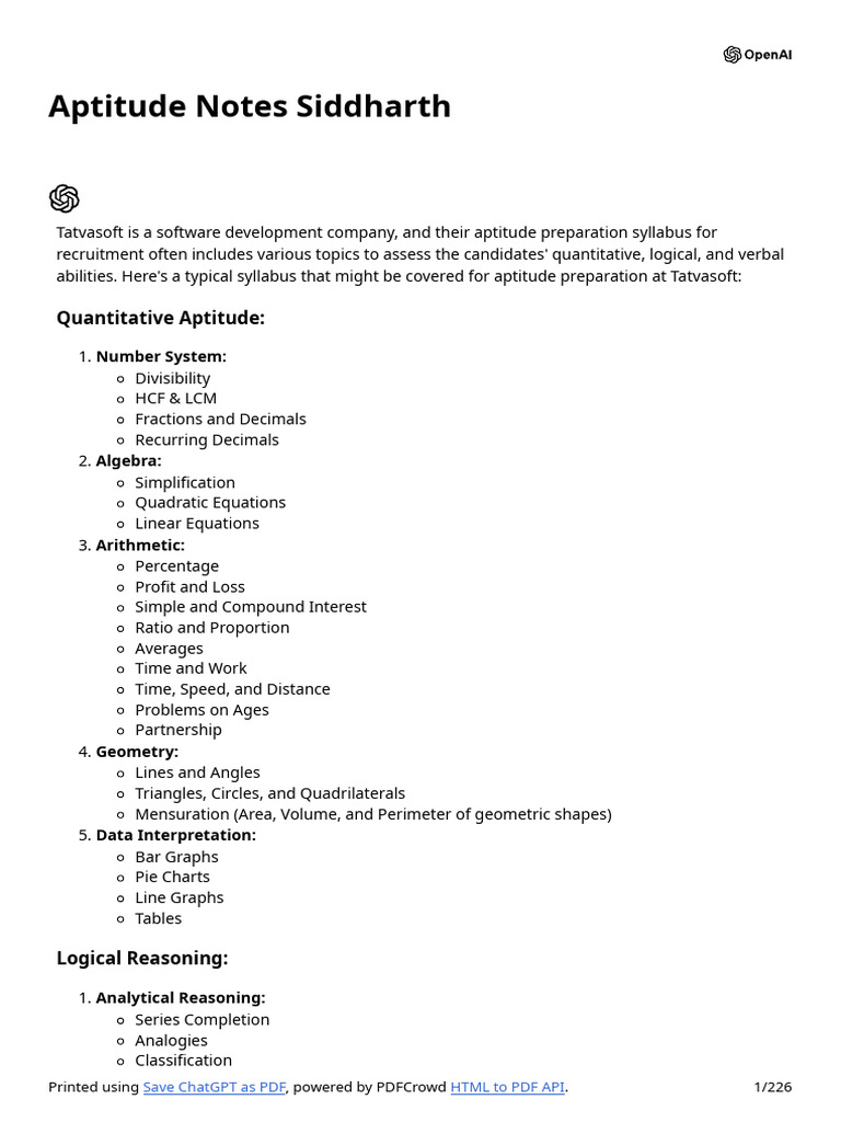 Aptitude Notes Siddharth | PDF | Quadratic Equation | Equations