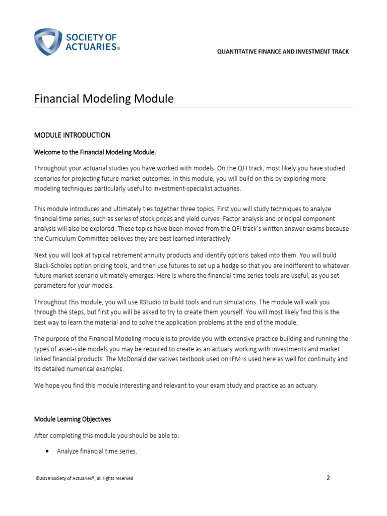 Financial Modeling Module Overview Pdf Option Finance Hedge