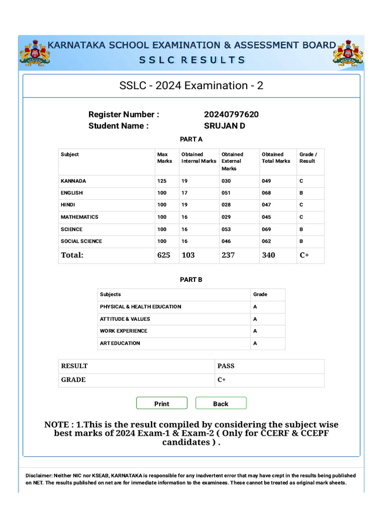 SSLC - 2024 Exam - 2 Result | PDF | Educational Assessment And ...
