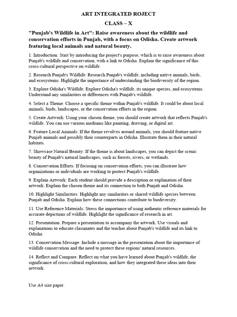 Art Integrated Project Class - X | PDF | Conservation Biology | Wildlife