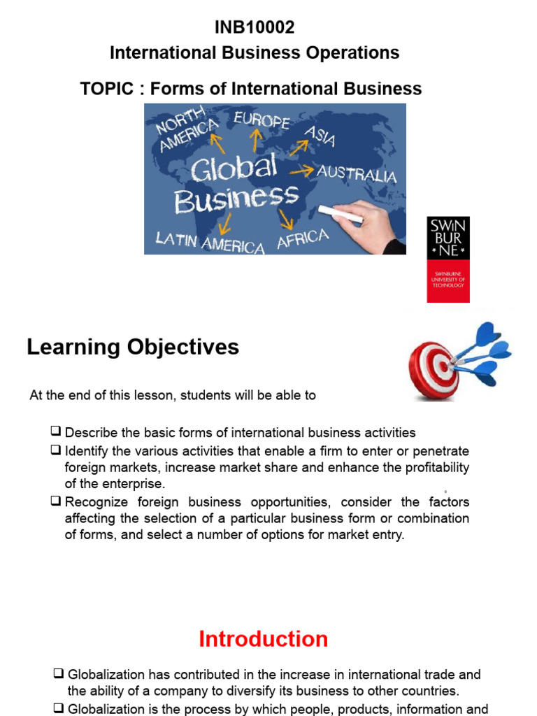 Lect 4 Forms of International Business Activities | PDF | Joint Venture ...