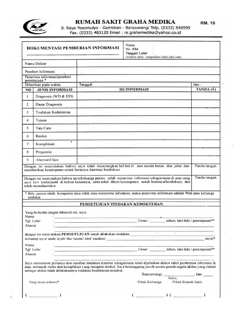 Form Edukasi Dan Persetujuan Operasi | PDF