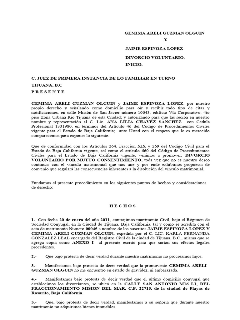 Divorcio Voluntario en Tijuana, B.C. | PDF | Divorcio | Matrimonio