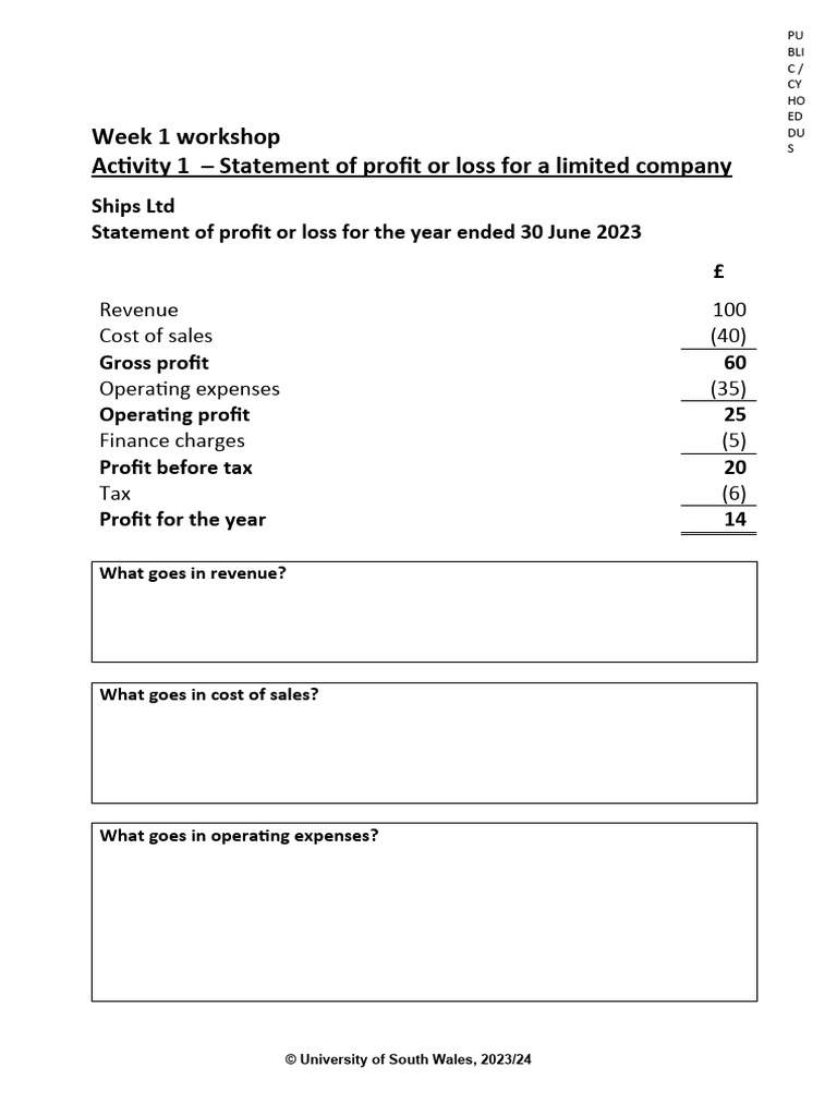 Week 1 Workshop | PDF | Balance Sheet | Expense