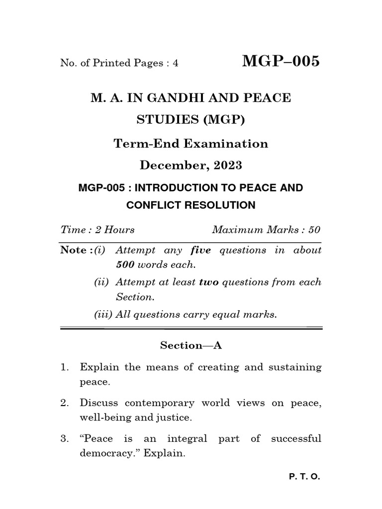 Introduction To Peace and Conflict Resolution | PDF