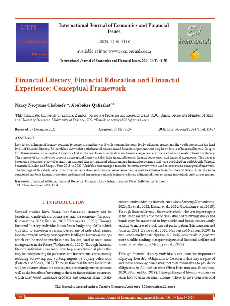 Financial Literacy Framework Study | PDF | Financial Literacy | Literacy