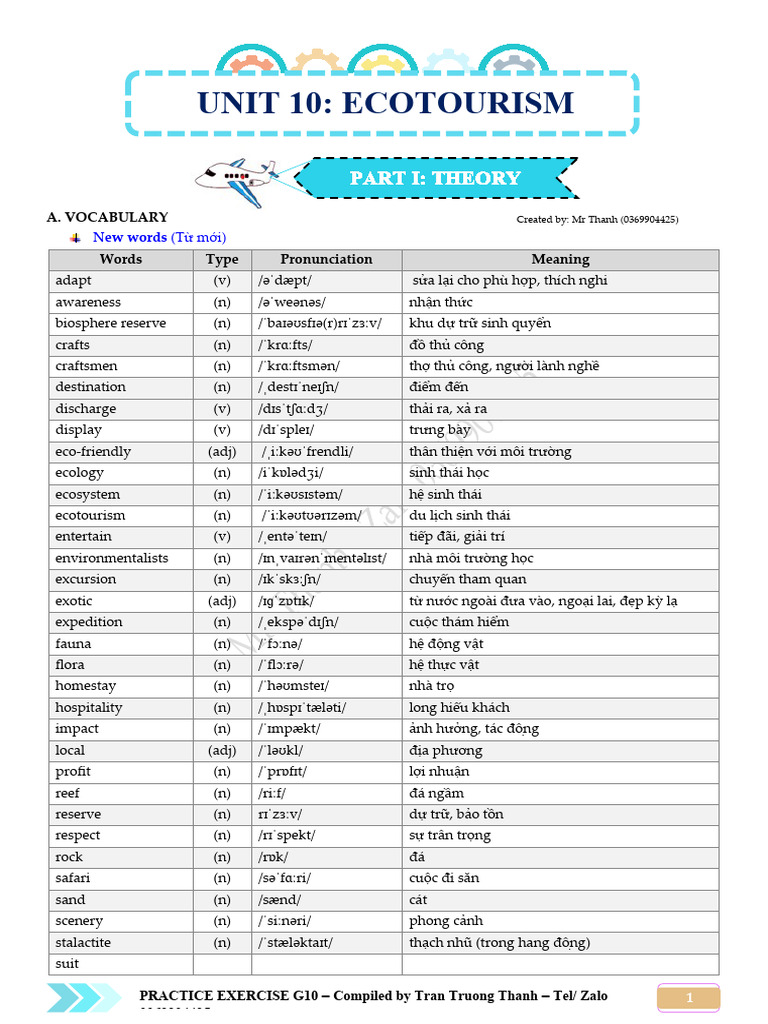 Ecotourism Vocabulary and Grammar Guide | PDF | Tourism | Natural ...