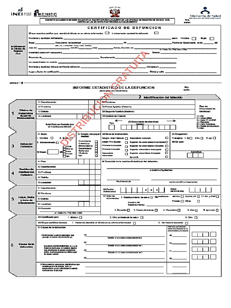 Formato Certificado de Defuncion | PDF