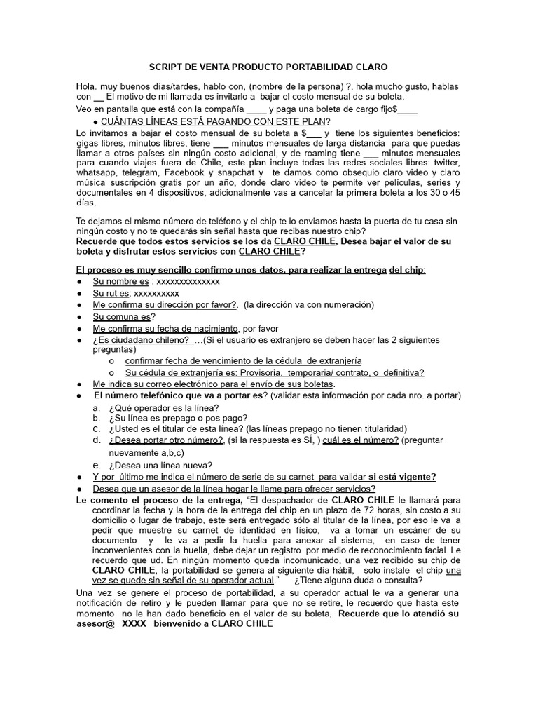 Script de Ventas y Resumen de Capacitacion | PDF | Tarjeta de débito | Telecomunicaciones