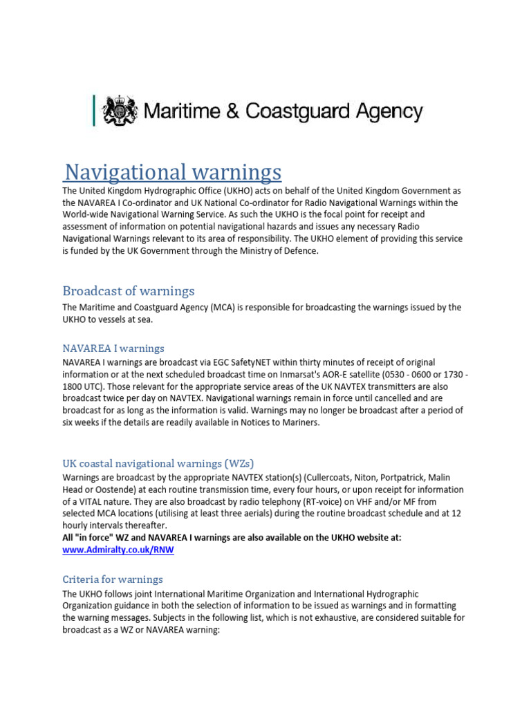Nav Warnings Leaflet | PDF