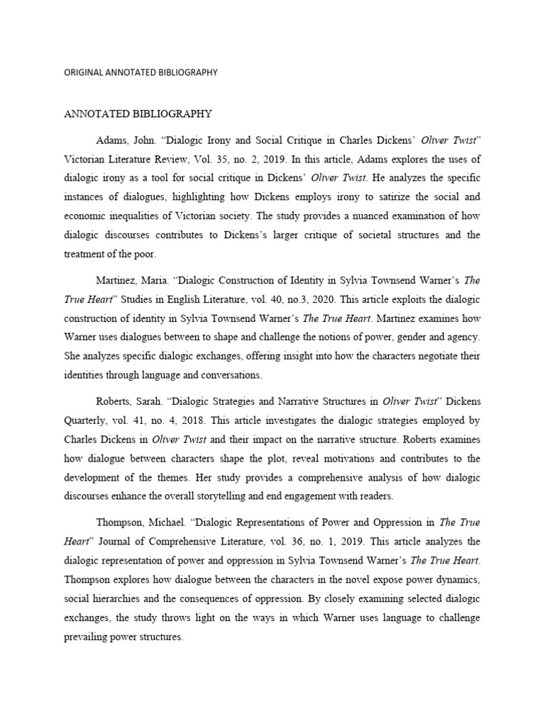 Original Annotated Bibliography | PDF | Narrative | Charles Dickens