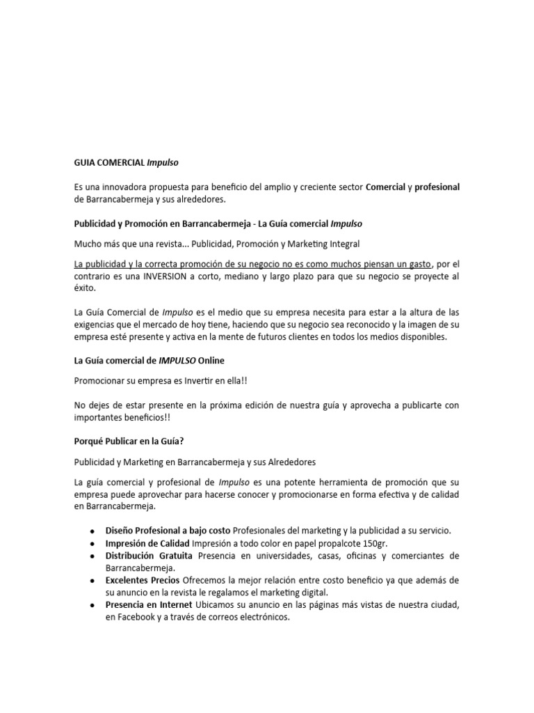 GUIA COMERCIAL Impulso | PDF | Marketing | Publicidad