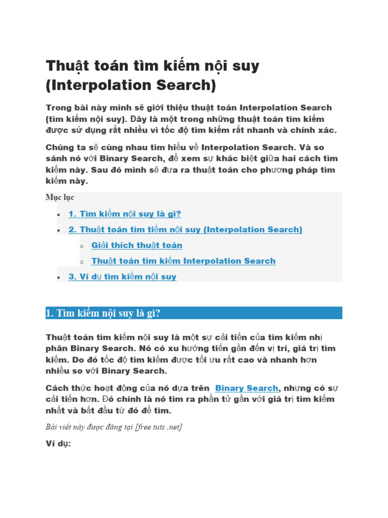 Thuật toán tìm kiếm nội suy (Interpolation Search) | PDF
