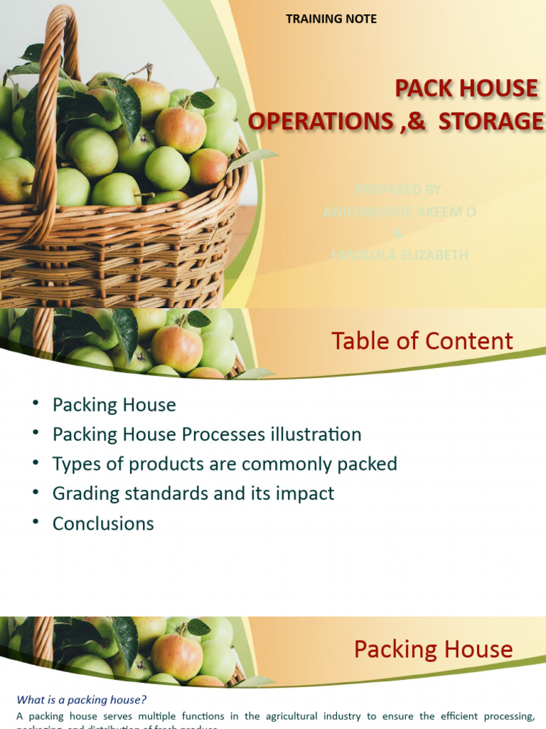 Packing House Operations Overview | PDF | Vegetables | Packaging And ...