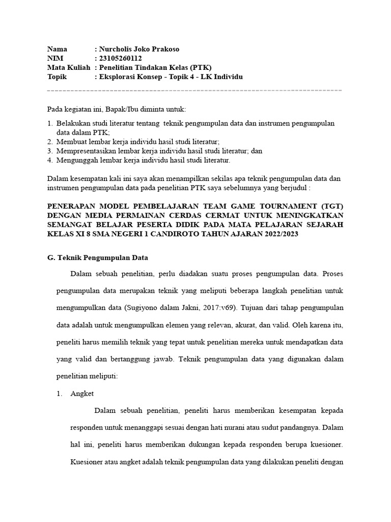 Nurcholis Joko Prakoso - 23105260112 - Eksplorasi Konsep - Topik 4 | PDF