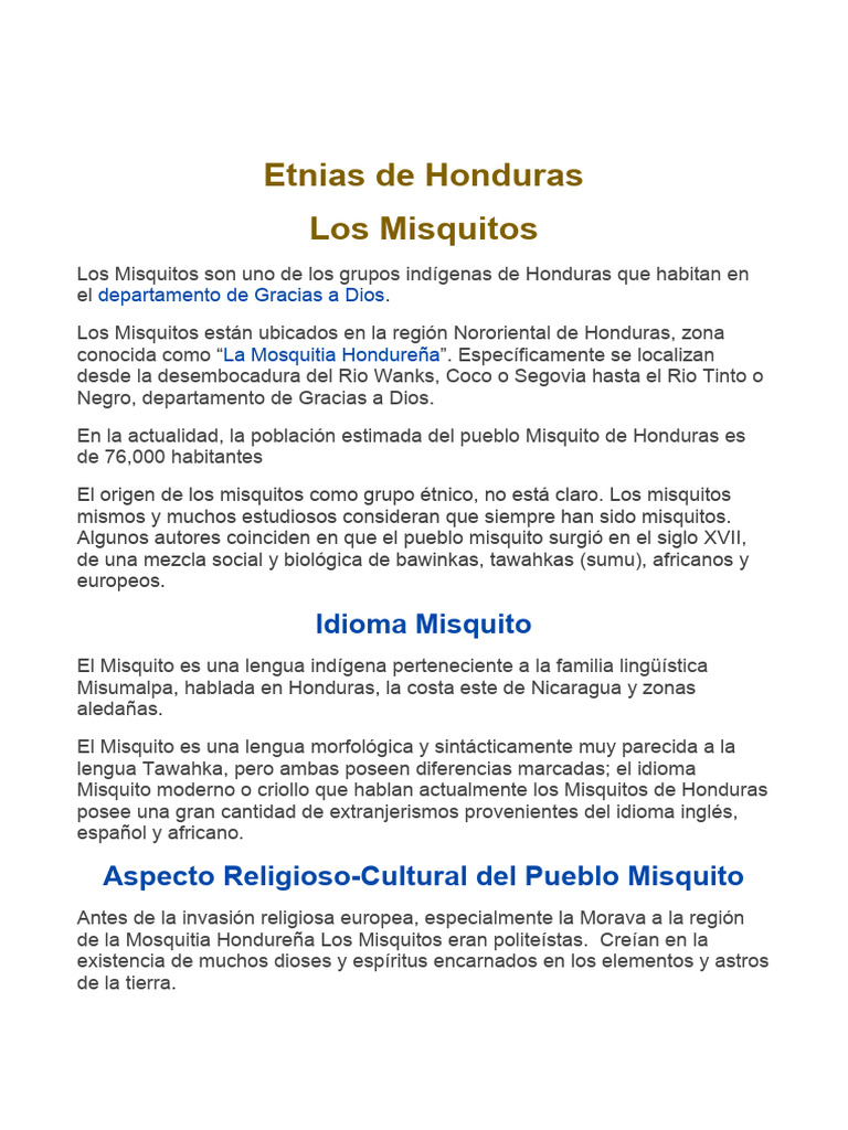 Historia y cultura de los Misquitos | PDF | Honduras