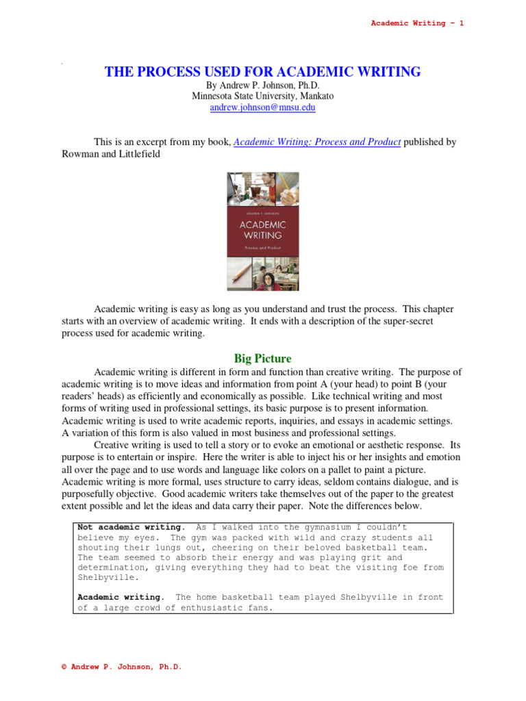 Academic Writing The Process | PDF | Human Communication | Cognition