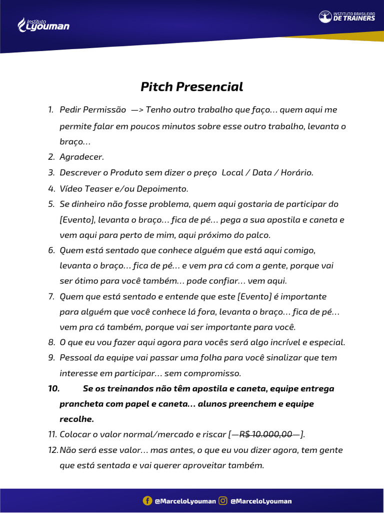 Script - Pitch Principal (Marcelo Lyouman) | PDF