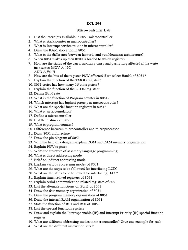 Viva ECL204 | PDF | Microcontroller | Computer Science