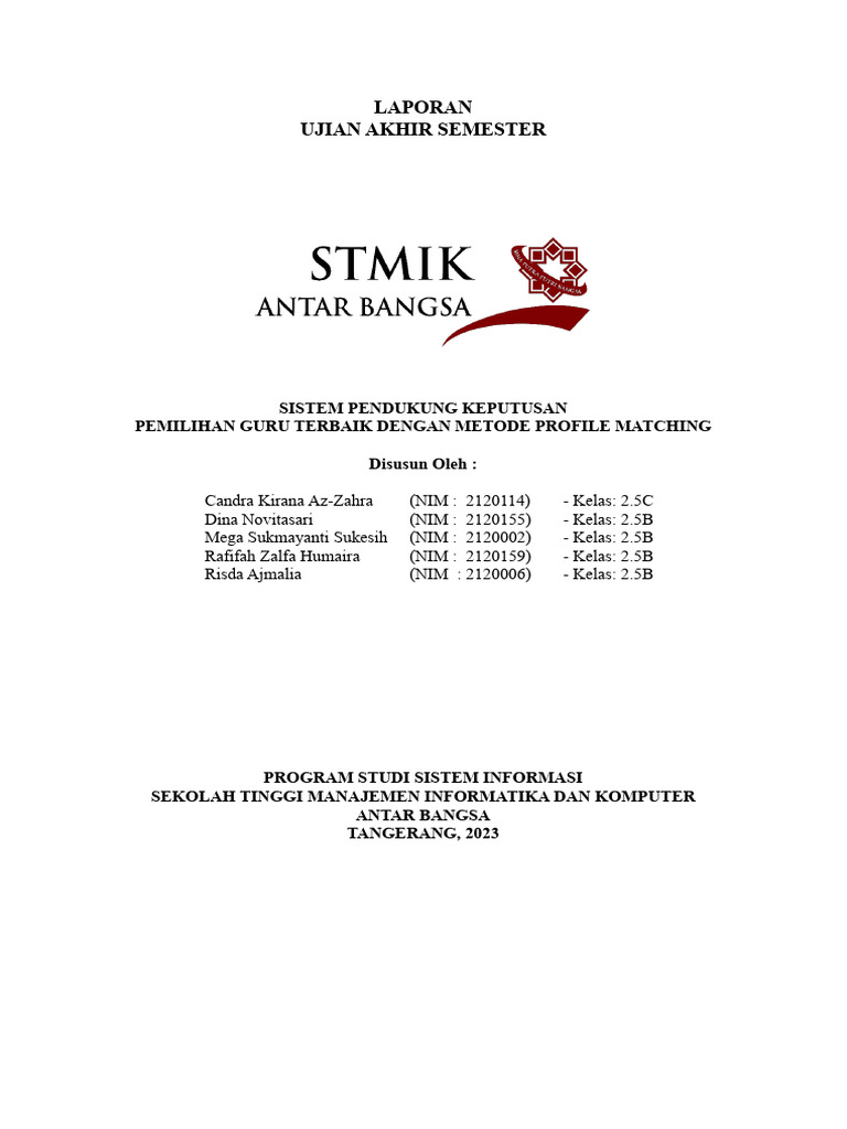 SPK Guru Terbaik: Profile Matching | PDF