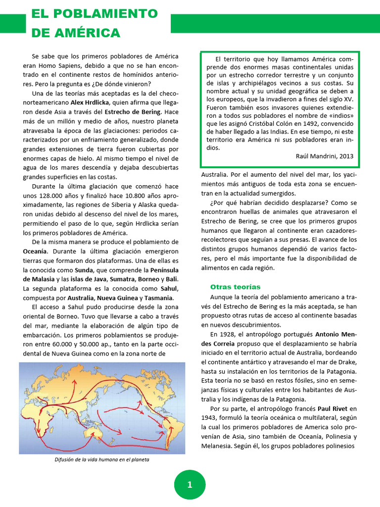 El Poblamiento de America | PDF | Américas | Ciencias de la Tierra