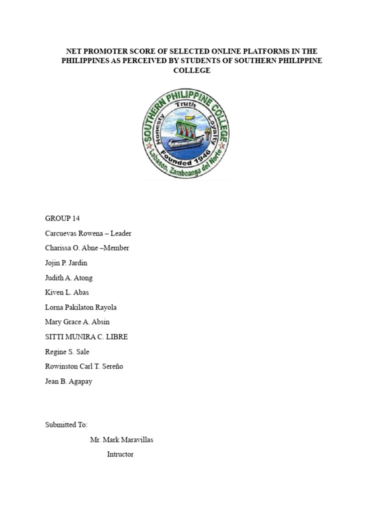 Chapters 1 3 - Net Promoter Score of Selected Online Platforms in The ...