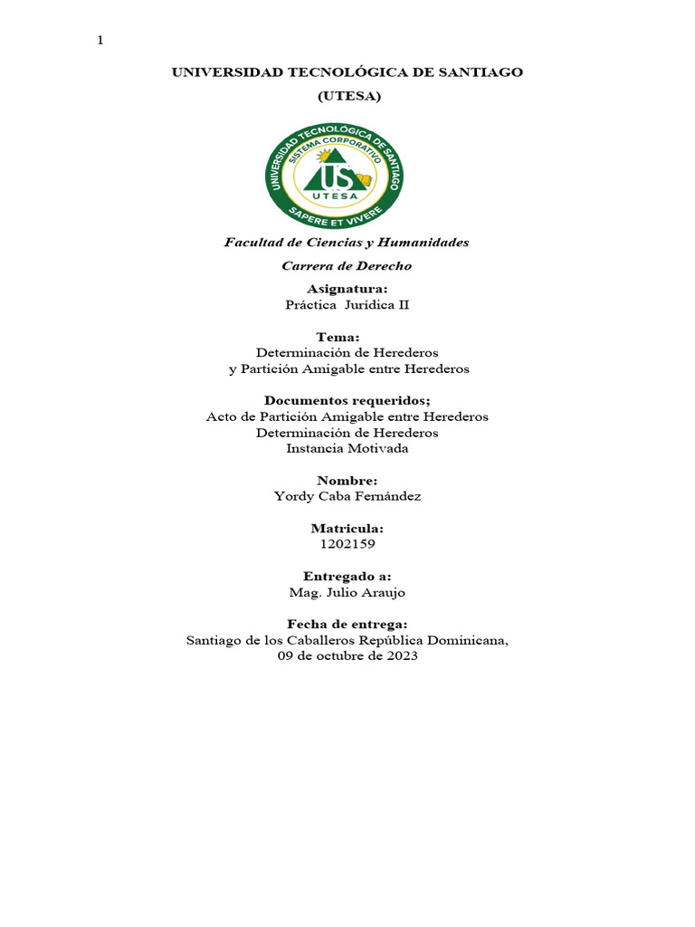 Determinacion de Herederos y Particion Amigable Entre Herederos | PDF ... Determinacion de Herederos y Particion Amigable Entre Herederos | PDF ...