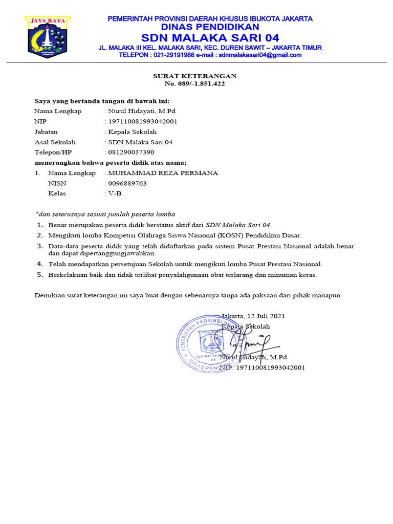 Surat Keterangan 02SN | PDF