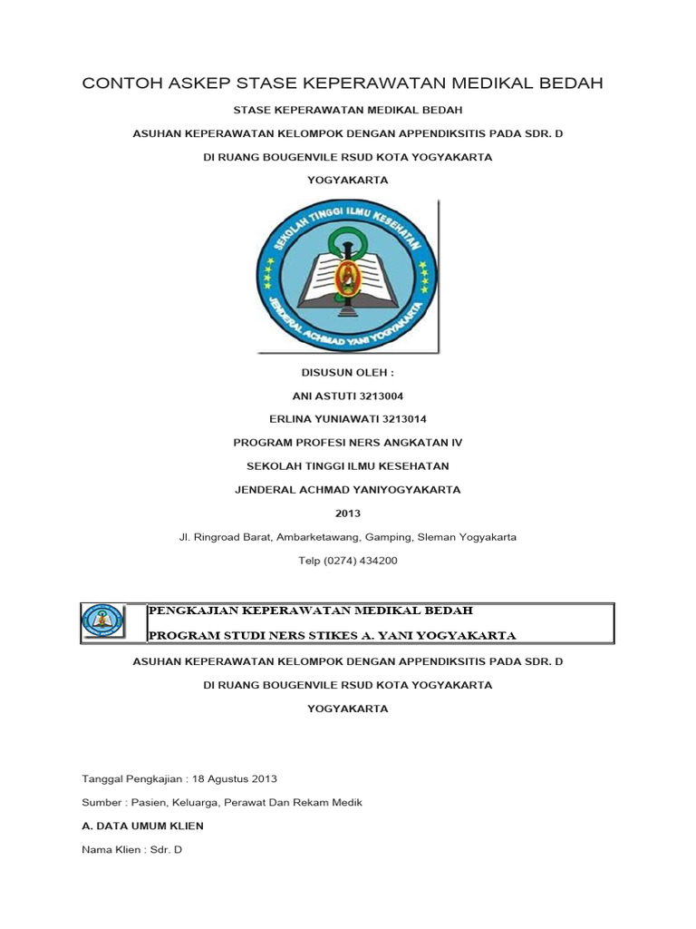 Contoh Askep Stase Keperawatan Medikal Bedah | PDF