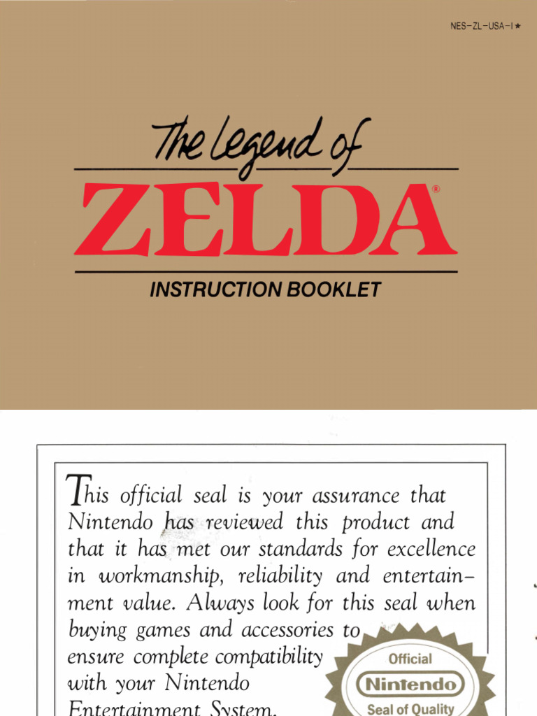 Zelda NES Instruction Booklet Guide | PDF | The Legend Of Zelda