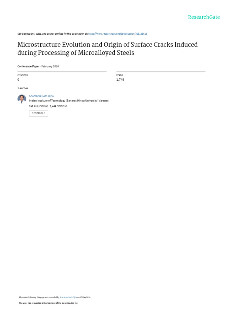 Microstructure Evolution and Origin of Surface Cracks Induced During Processing of Microalloyed ...