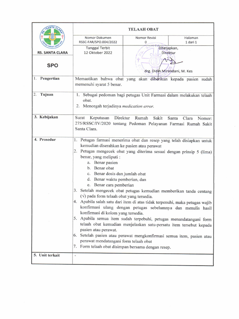 4 SPO Telaah Obat | PDF