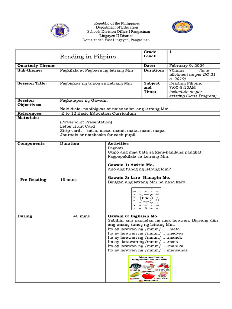 Grade1 Fil Reading - Catch Up Friday | PDF