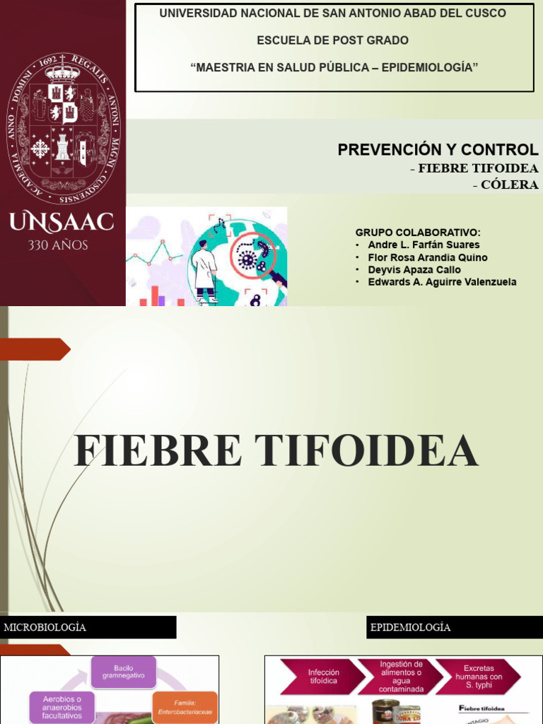 Grupo 2 Fiebre Tifoidea y Colera | PDF | Salmonela | Epidemiología