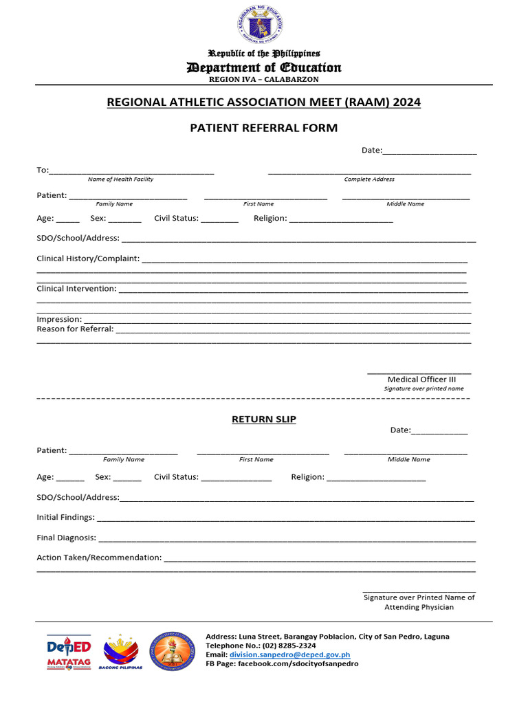 RAAM Referral Form | PDF | Clinical Medicine | Health Sciences