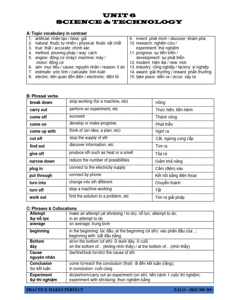 VOCABULARY U6 (THEORY) | PDF