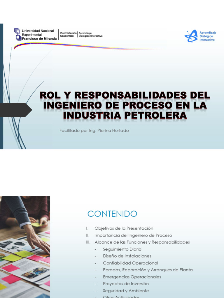 Rol y responsabilidades del Ingeniero de Procesos en la Industria Petrolera unidad 5 | PDF ...
