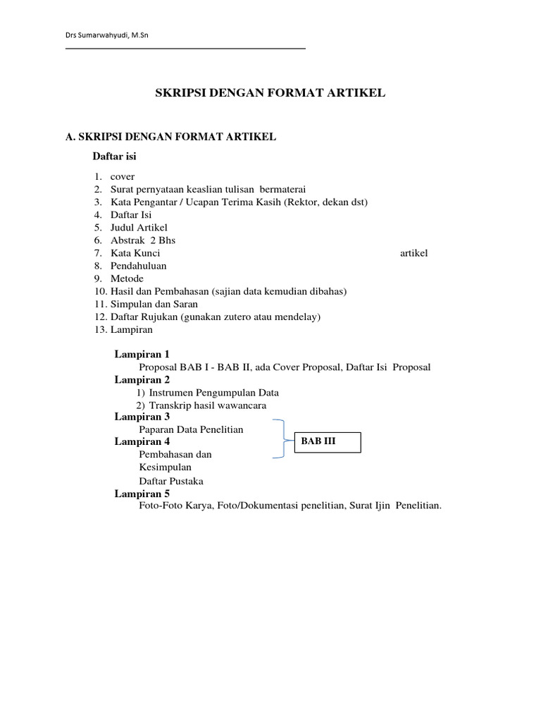 Skripsi Dengan Format Artikel 2023 | PDF