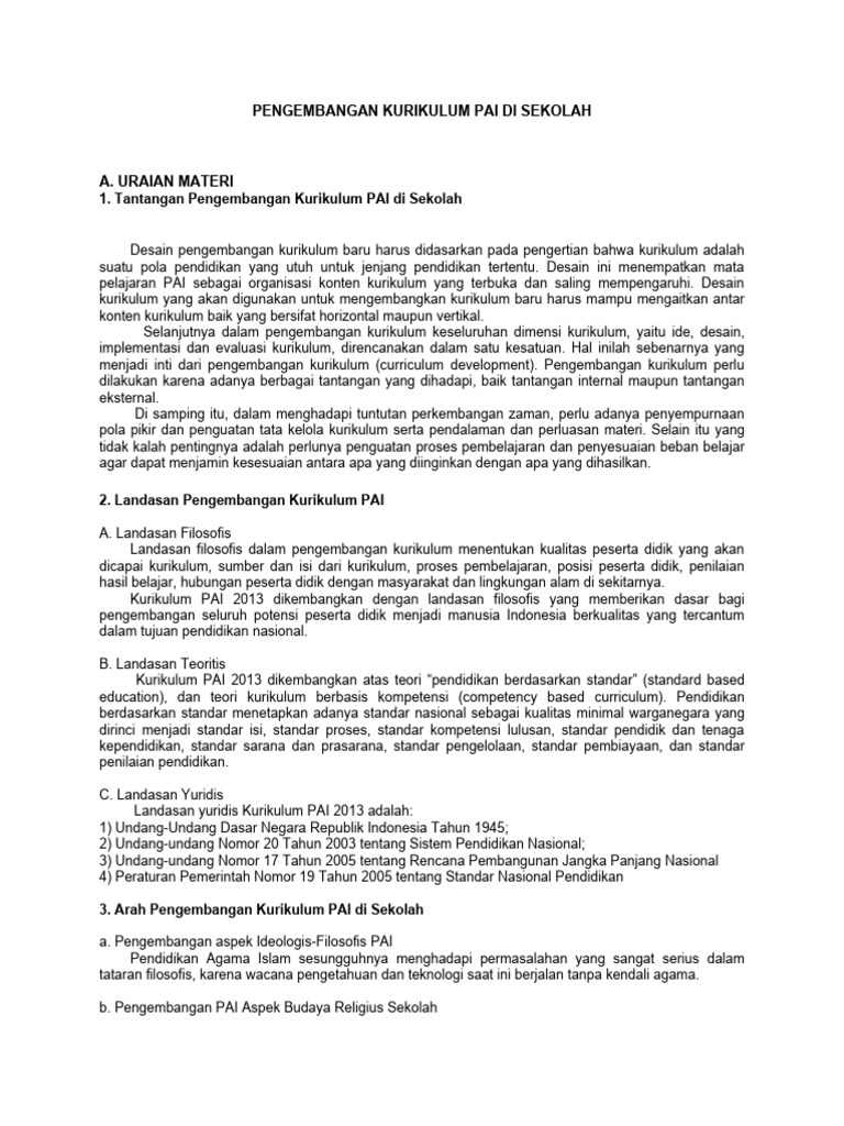 Resume Modul 4 KB 4 Pengembangan Kurikulum Pai Di Sekolah | PDF