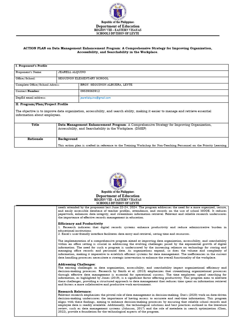 Action Plan | PDF | Records Management | Data