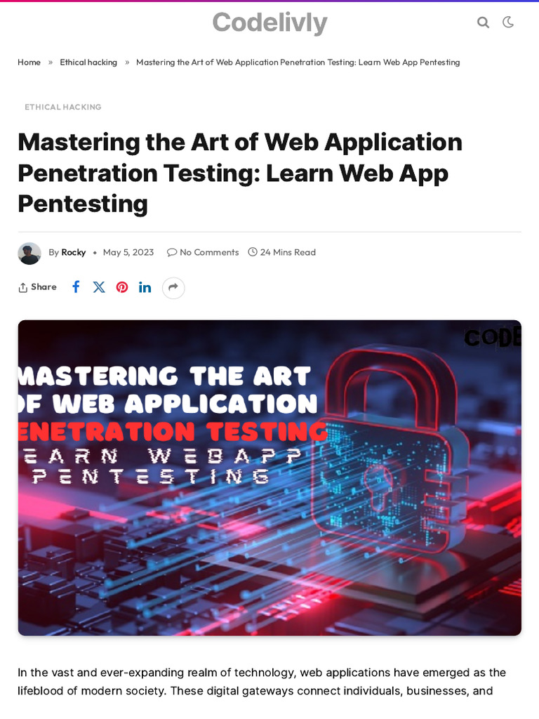 Mastering The Art of Web Application Penetration Testing - Learn | PDF ...