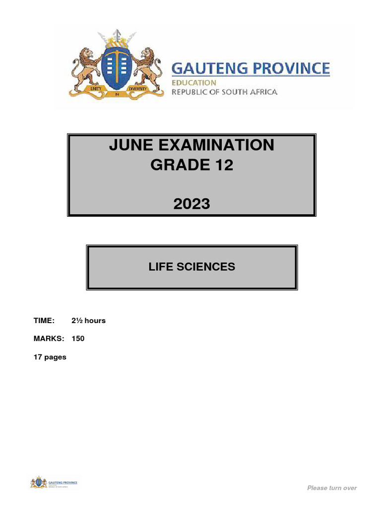 Grade 12 Provincial Examination Life Sciences (English) June 2023 ...