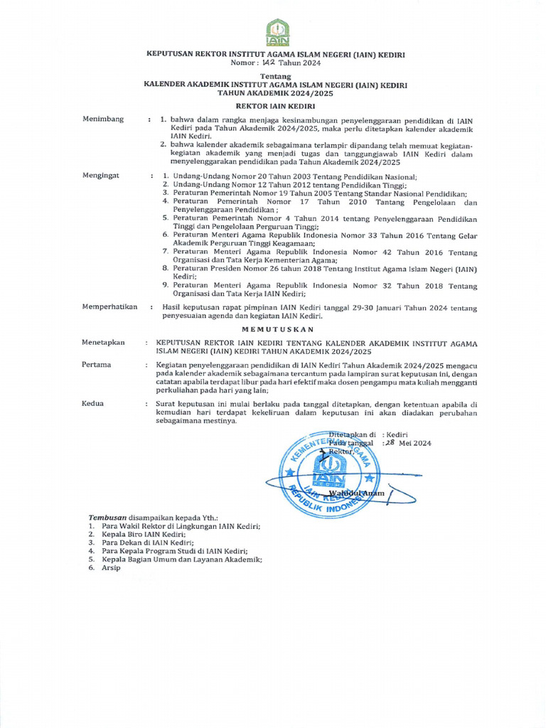 Kalender Akademik Iain Kediri Tahun Akademik 2024 2025 | PDF Kalender Akademik Iain Kediri Tahun Akademik 2024 2025 | PDF