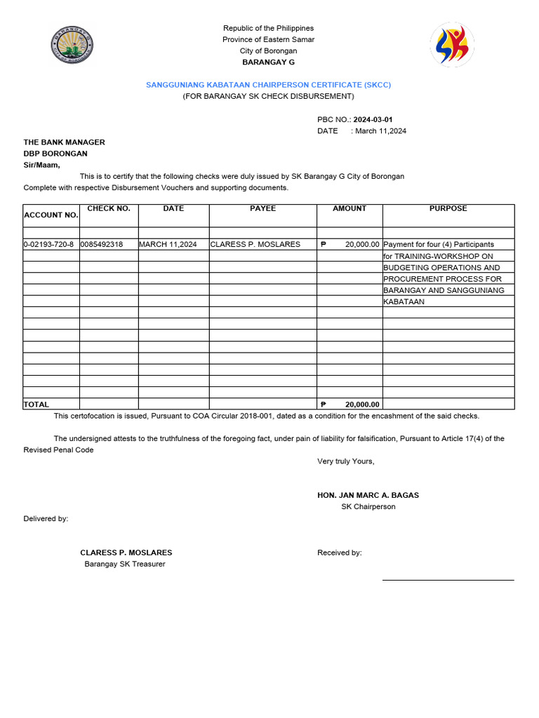 FORMS - Barangay | PDF | Payments | Debit Card