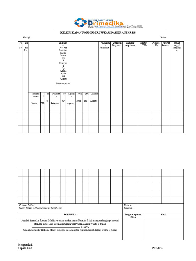 Kelengkapan Form RM Rujukam Pasien Antar RS | PDF